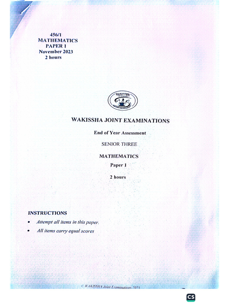 S.3 Math Wakisha | PDF