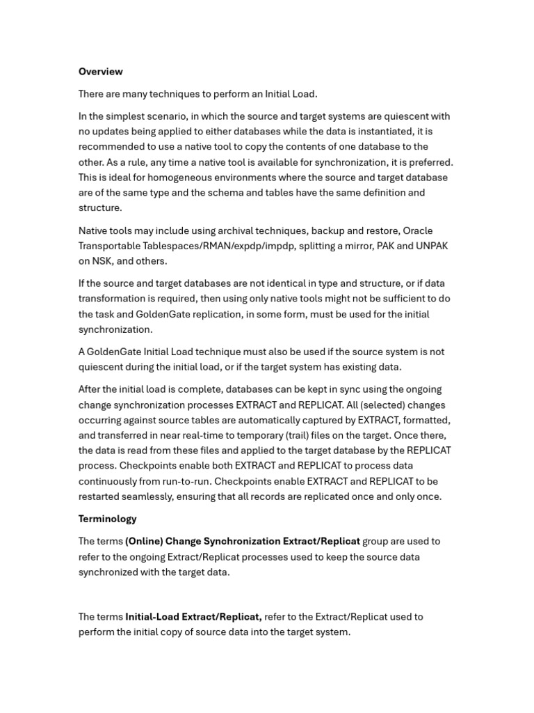 Initial Load Techniques | PDF | Replication (Computing) | Database Index