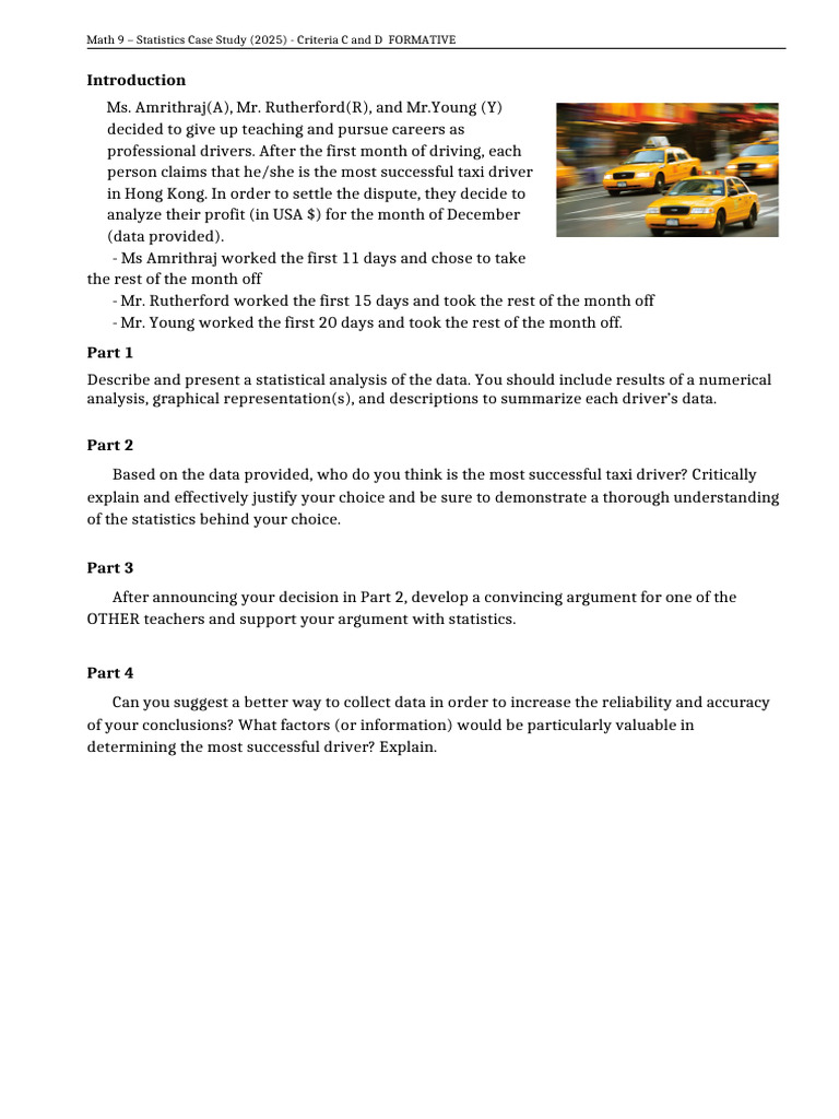 9-U3-Formative CD - Taxi Case Study | PDF | Statistics | Mathematics