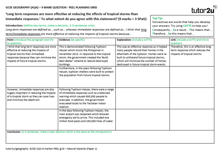Paper 1 Natural Hazards PEEL Grid 2 Weather Hazards | PDF | Tropical ...