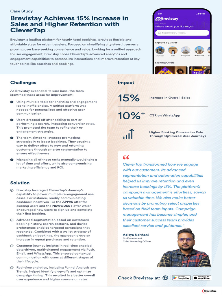 Brevistay CleverTap Case Study 2025 | PDF | Analytics | Employee Retention