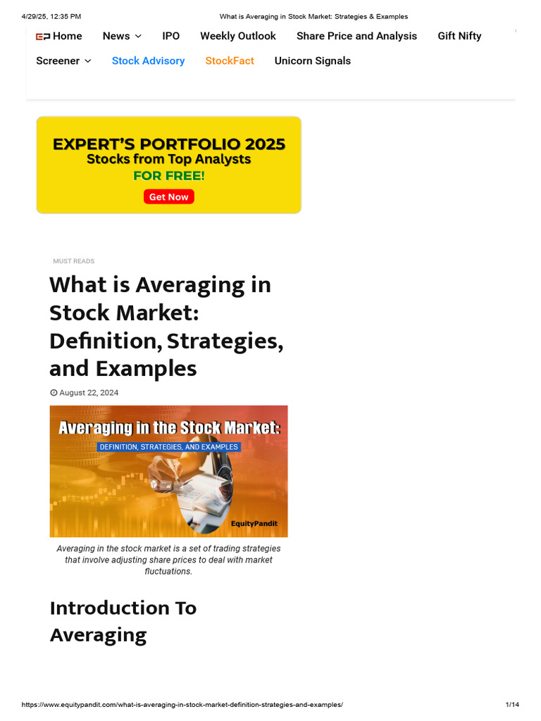 What Is Averaging in Stock Market - Strategies & Examples | PDF | Stock ...