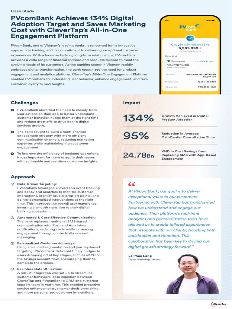 PVcomBank CleverTap Case Study 2025 | PDF | Marketing | Customer ...