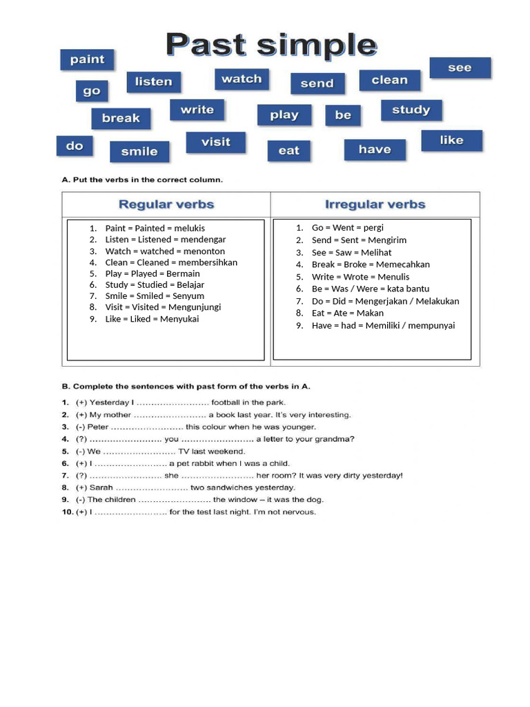 Past Simple Verbs and Their Meanings | PDF