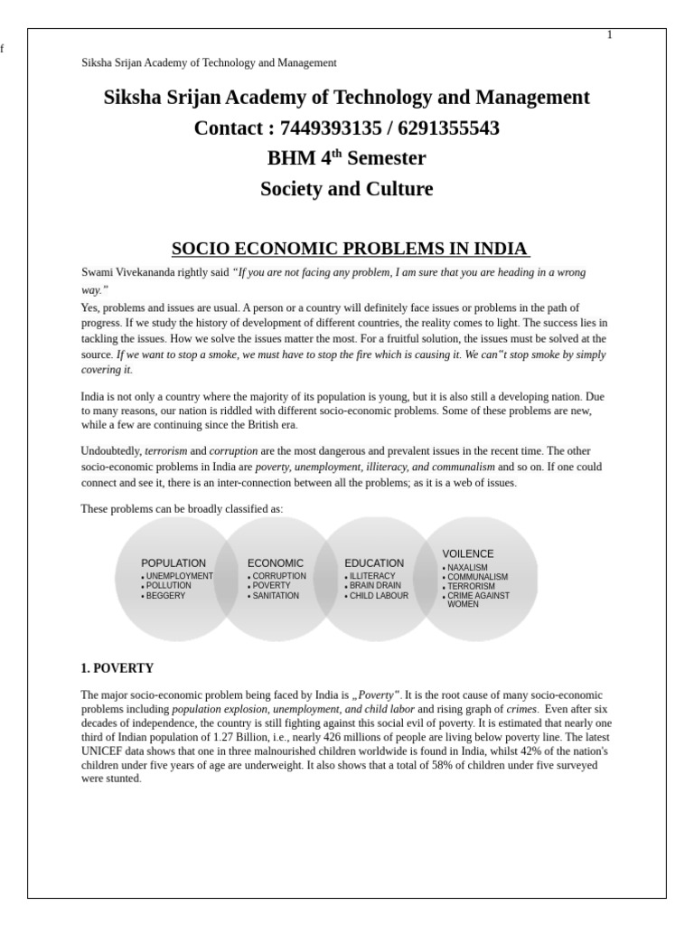 Socio-Economic Issues in India | PDF | Unemployment | Child Labour
