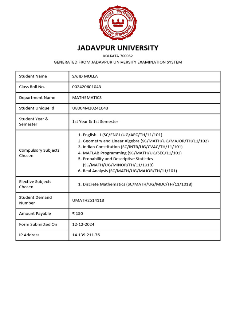Examination Form | PDF