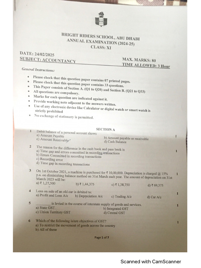 Annual Exam Paper | PDF