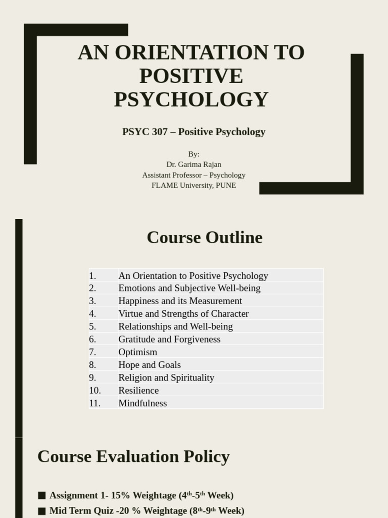 Introduction to Positive Psychology Course | PDF | Positive Psychology ...
