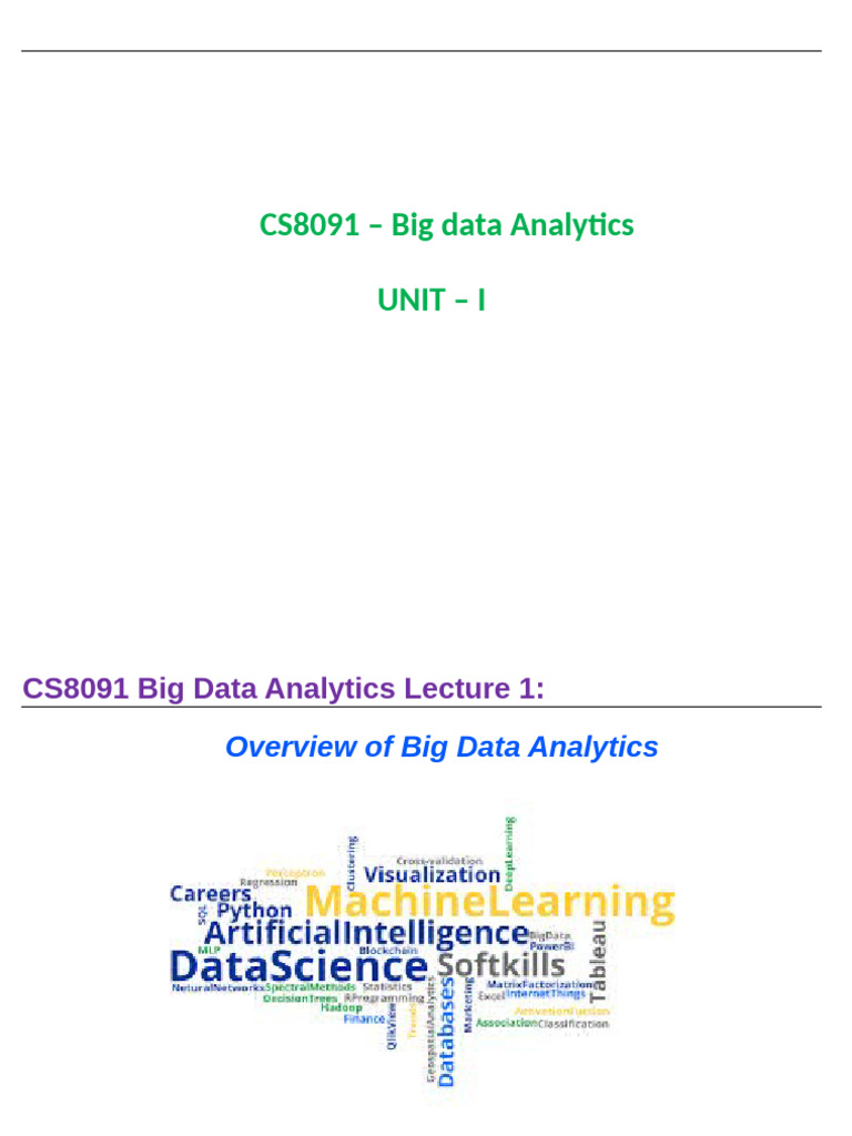 CS8091 BDA Unit I LectureNotes | PDF | Apache Hadoop | Map Reduce