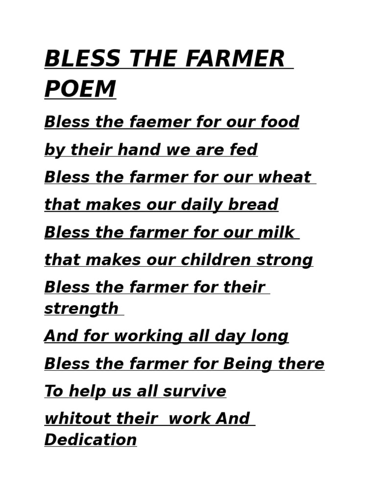 Bless the Farmer: A Tribute Poem | PDF