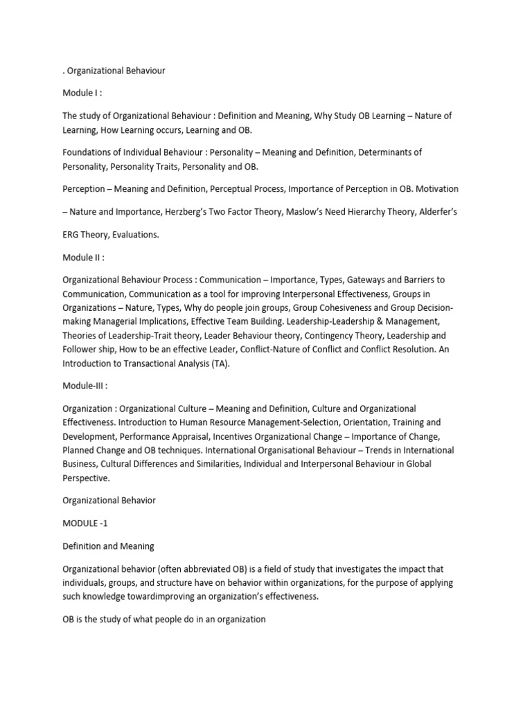 375215Organizational Behaviour | PDF | Classical Conditioning | Motivational