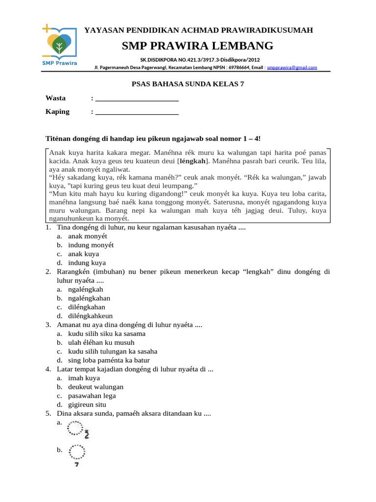 B.Sunda_Soal PAS Kelas VII | PDF