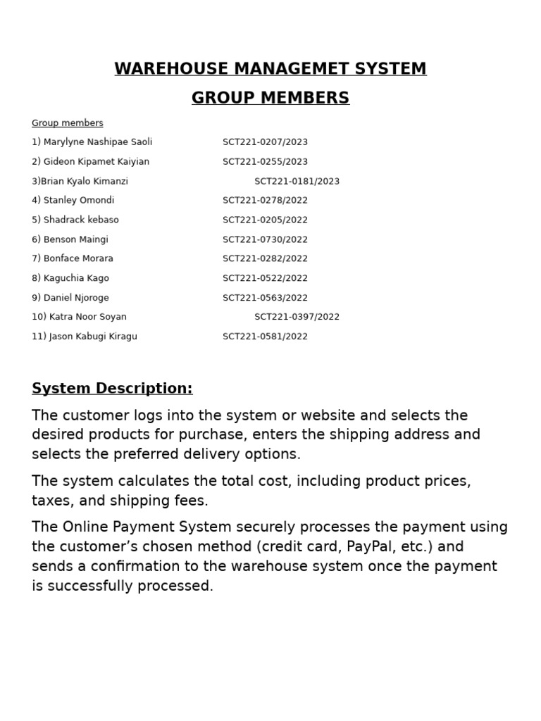 Warehouse Management System Assignment | PDF | Use Case | Software Testing