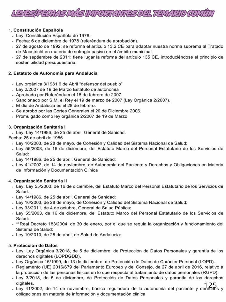 Leyes y Fechas Importantes | PDF