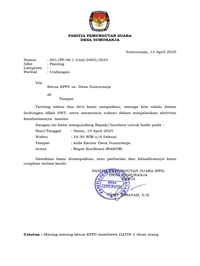 Undangan Rakor 2025 | PDF