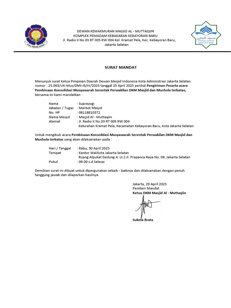surat mandat | PDF