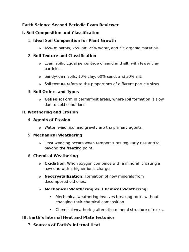 Earth Science Exam Reviewer Guide | PDF | Plate Tectonics | Weathering