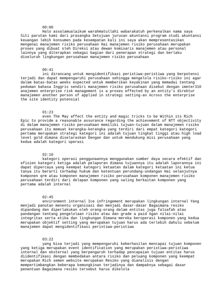 NoteGPT - MANAJEMEN RESIKO PERUSAHAAN (AUDIT INTERNAL) | PDF