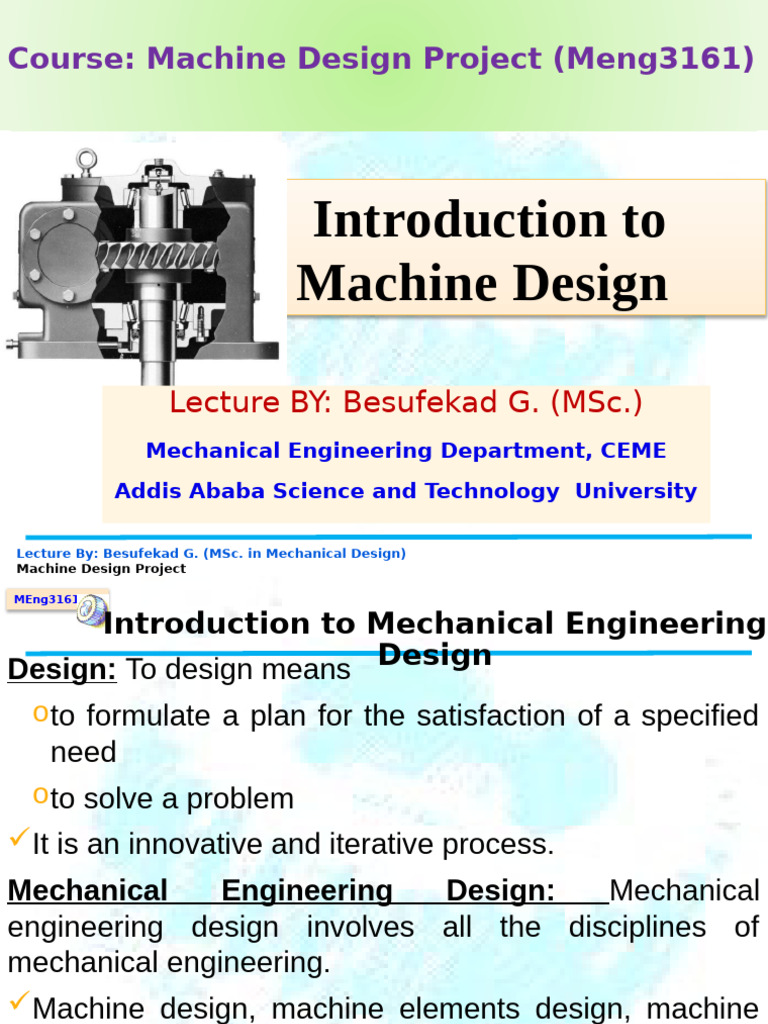 Machine Design Principles and Process | PDF | Engineering Tolerance ...