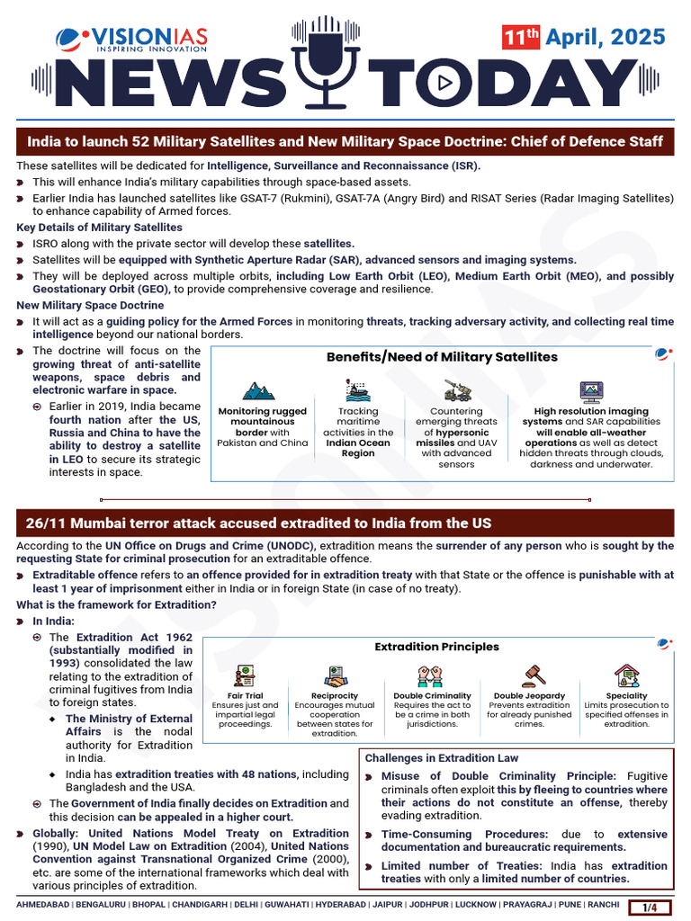 VisionIAS Daily Current Affairs 11 April 2025 | PDF | Extradition ...