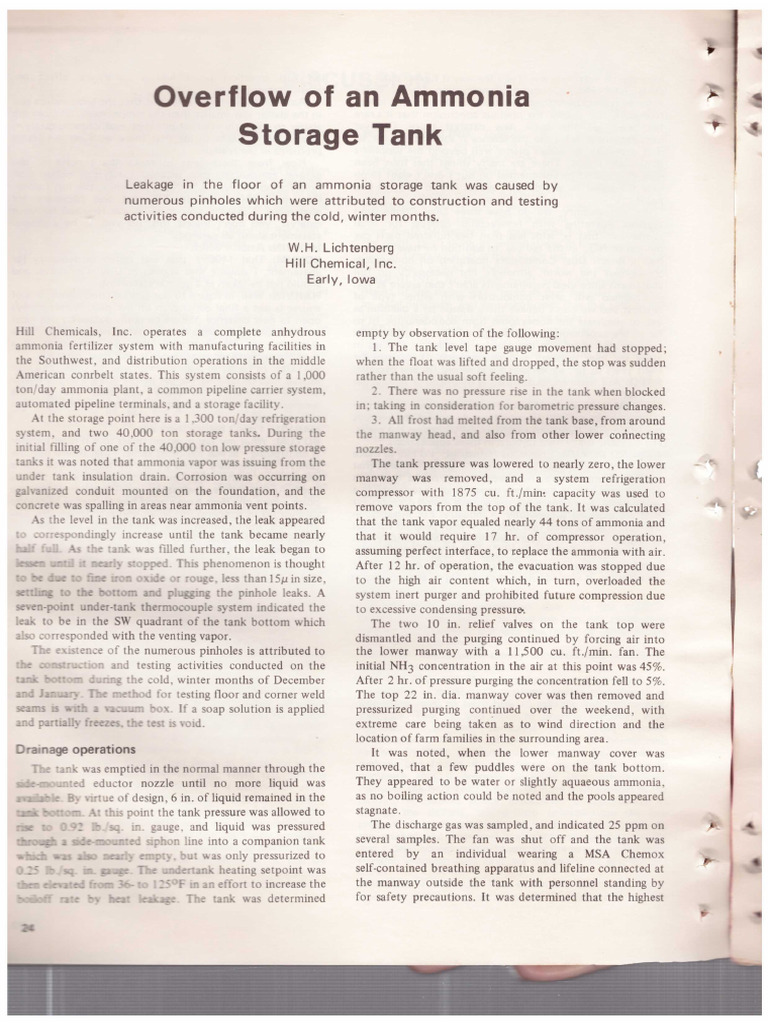 6 Overflow Of An Ammonia Storage Tank | PDF