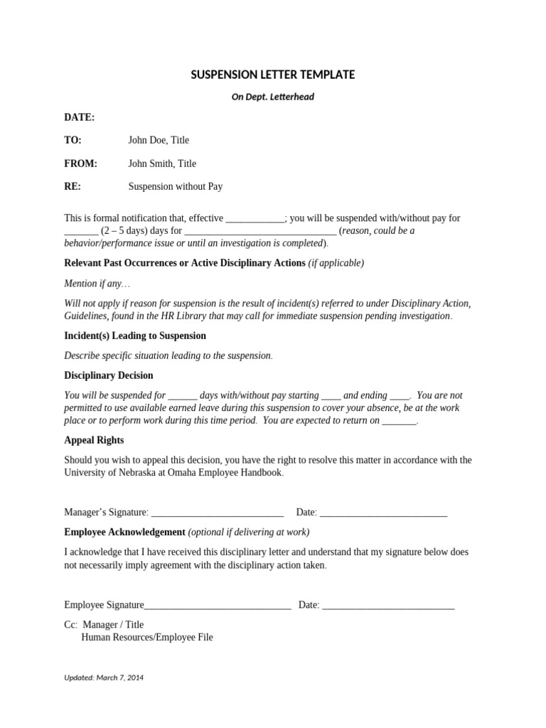 Suspension Letter Template | PDF