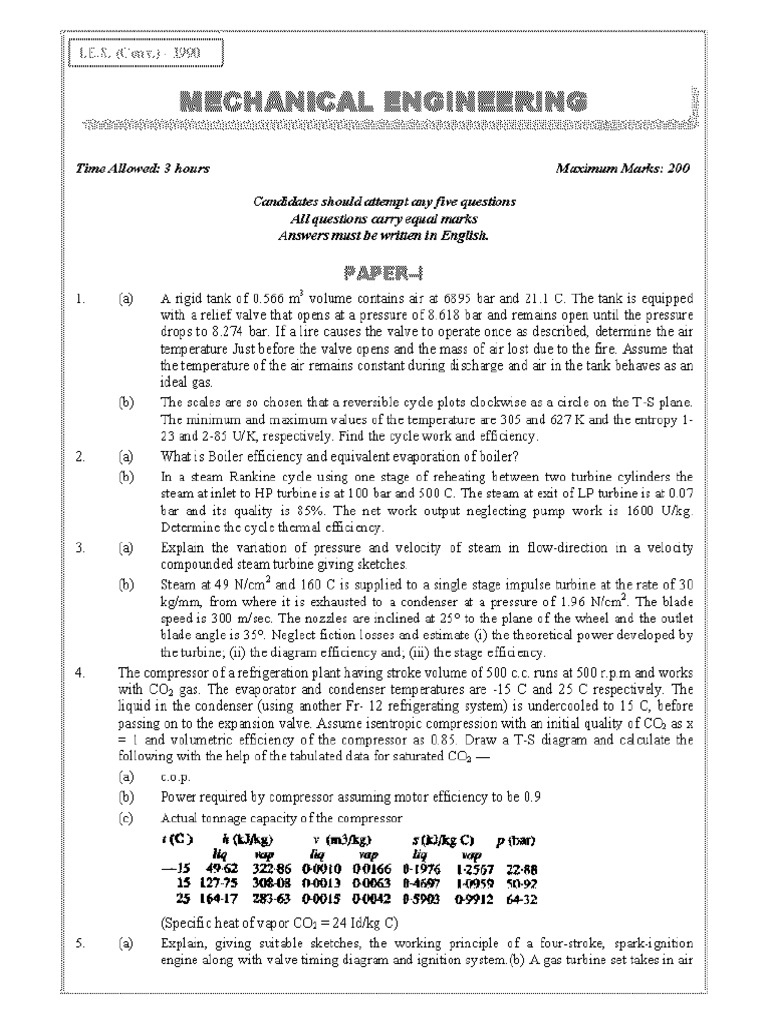 IES Conventional Mechanical Engineering 1990 | PDF