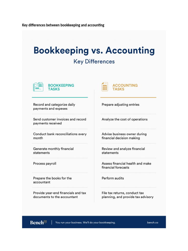 Key Differences Between Bookkeeping and Accounting | PDF