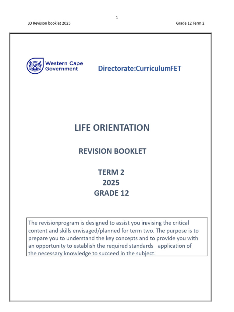 Grade 12 LO Revision Booklet 2025 Term 2 | PDF | Discrimination ...