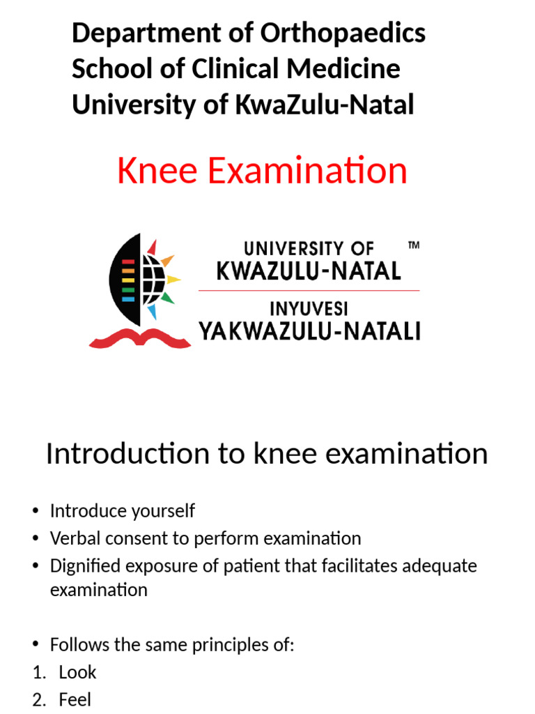19 Knee Exam 4th Year Students | PDF