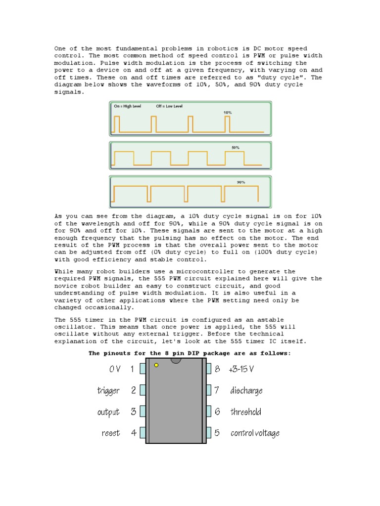 An Introduction to Pulse Width Modulation Speed Control Using a 555 Timer Circuit | PDF ...