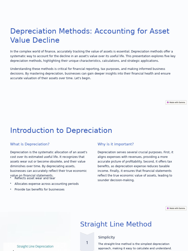 Depreciation Methods Accounting for Asset Value Decline | PDF ...