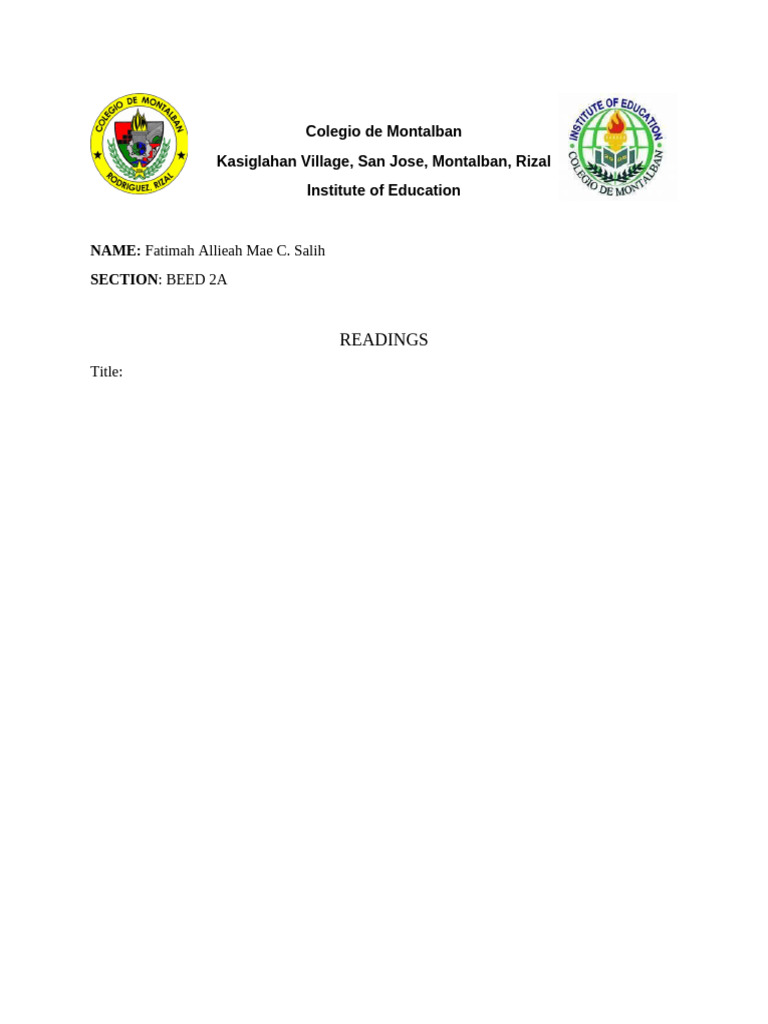 Readings Pdf