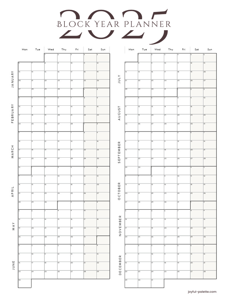 Black White Free Simple Clean Classic Minimalist 2025 Block Year ...