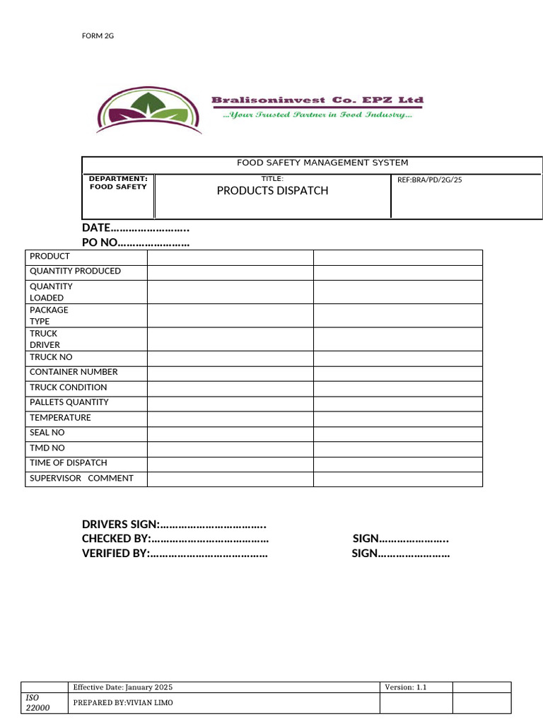 Product Dispatch Pdf