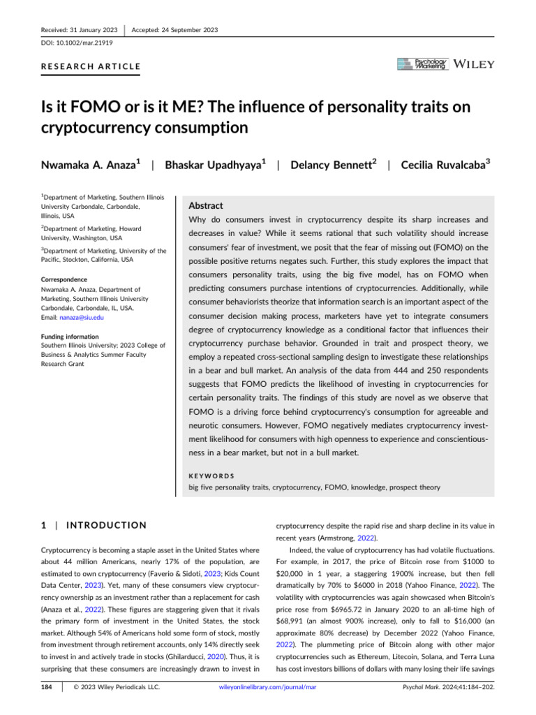 Is It FOMO or Is It ME The Influence of Personalit | PDF ...