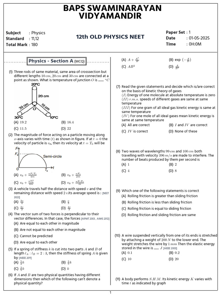 12th OLD PHYSICS NEET 1745857810 | PDF | Gases | Inductor