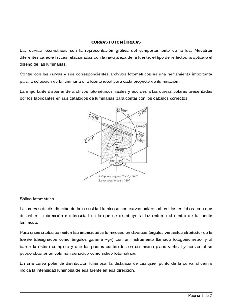 Curvas Fotométricas y Sólidos Luminarios | PDF | Ligero | Radiación ...