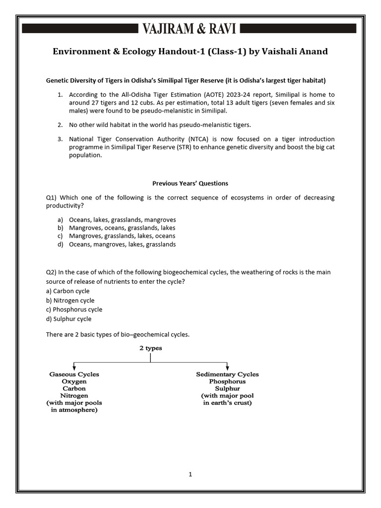 Environment & Ecology Handout - 1 | PDF