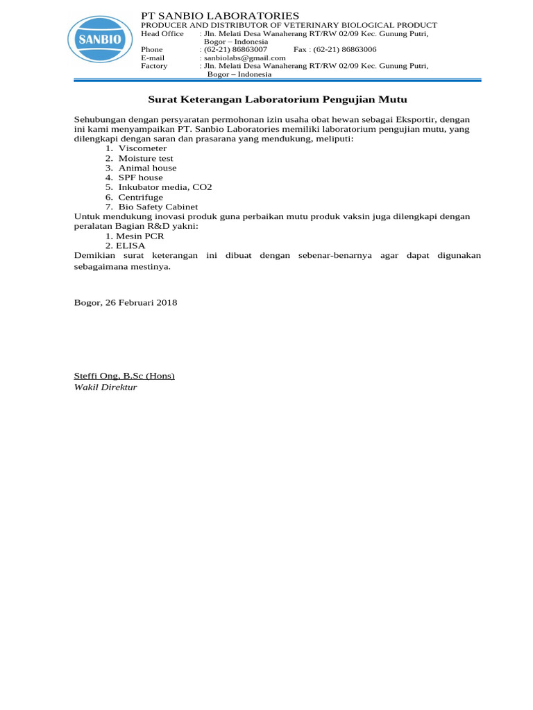 Profil PT Sanbio Laboratories | PDF