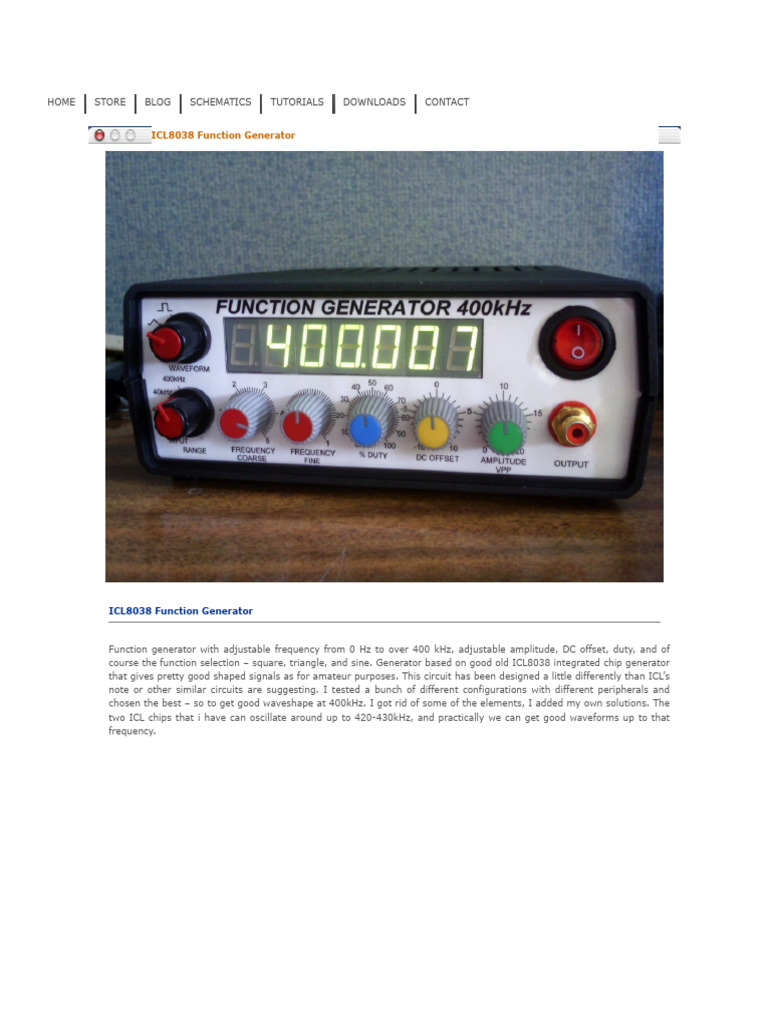 ICL8038 Function Generator | PDF | Amplitude | Amplifier