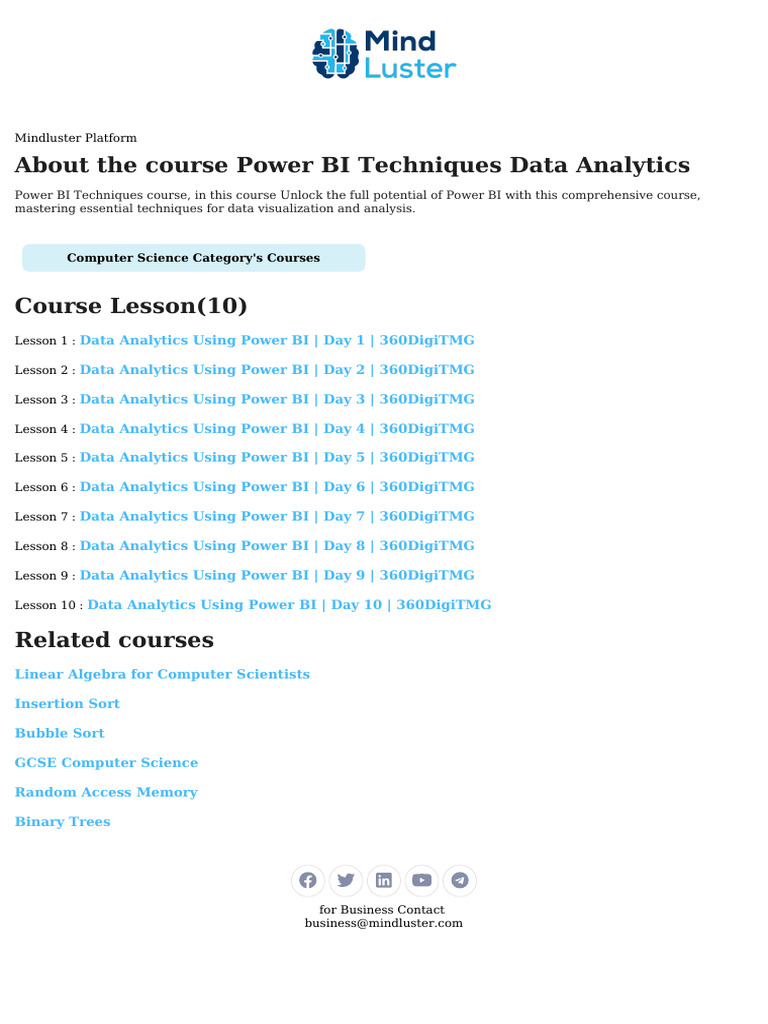 Power BI Techniques Data Analytics Course Content | PDF
