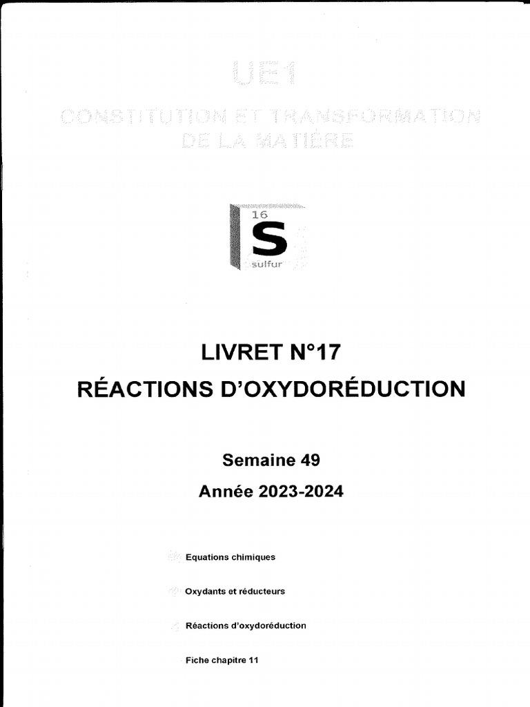 UE1 Livret 17 | PDF