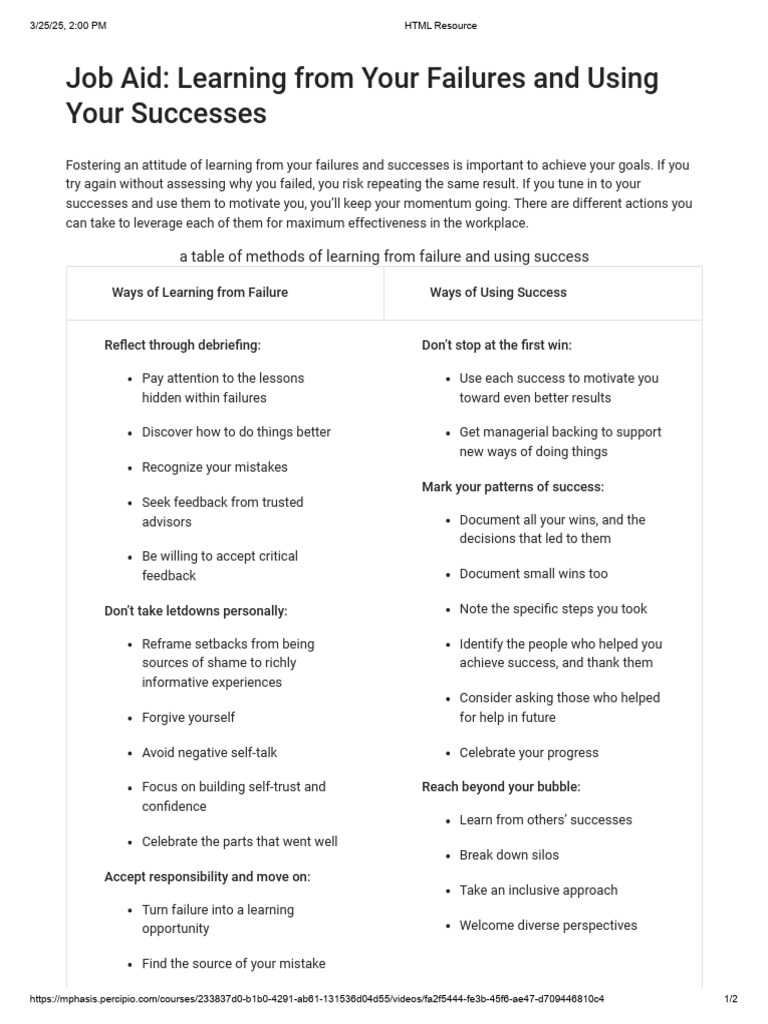 Percipio Course Learning From Failure and Success | PDF | Learning ...
