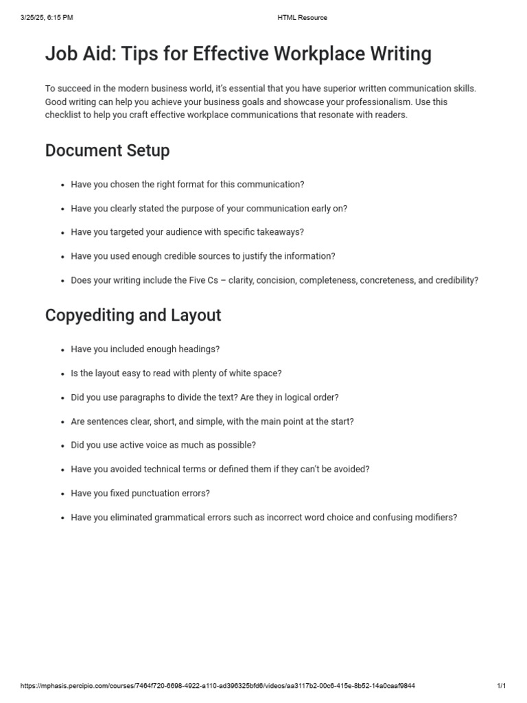 Percipio Course Harnessing The Power of The Written Word | PDF