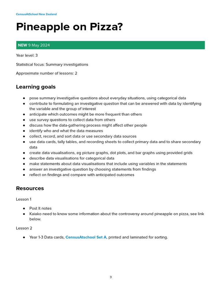 Y3 Pineapple On Pizza PPDAC Cycle | PDF | Data | Cognitive Science