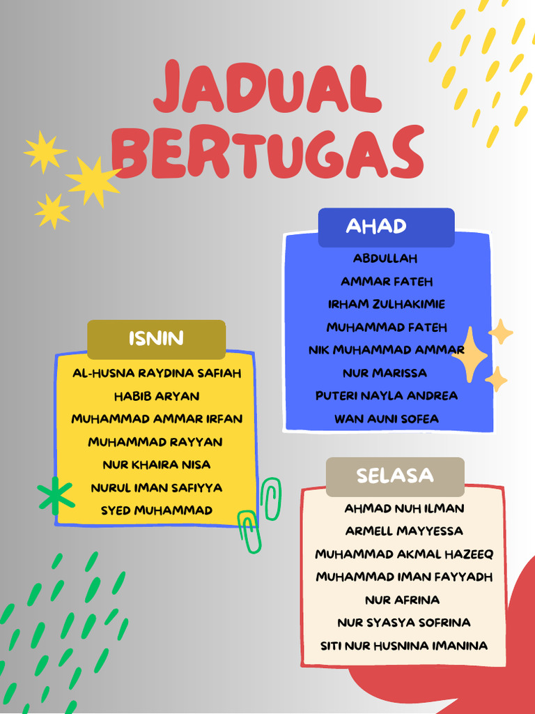 Classroom Roles Poster in Colorful Fun Style | PDF