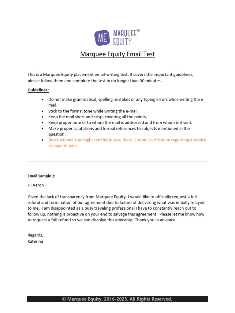 Marquee Equity Email Writing Guidelines | PDF