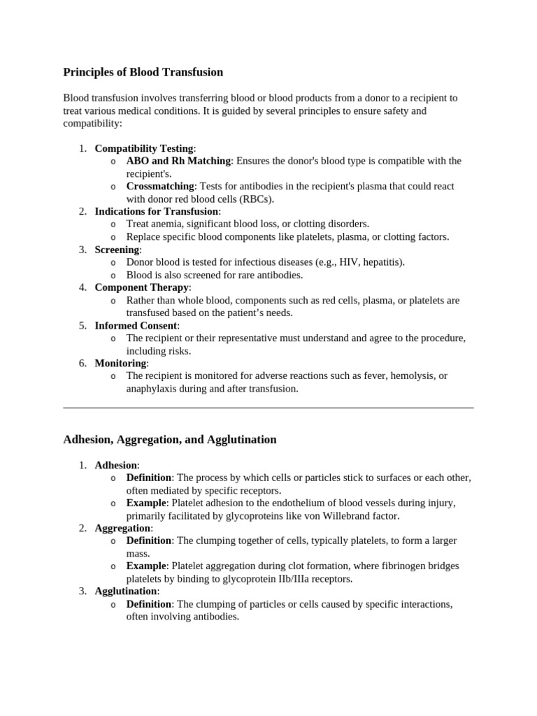 Principles of Blood Transfusion | PDF | Platelet | Blood Transfusion