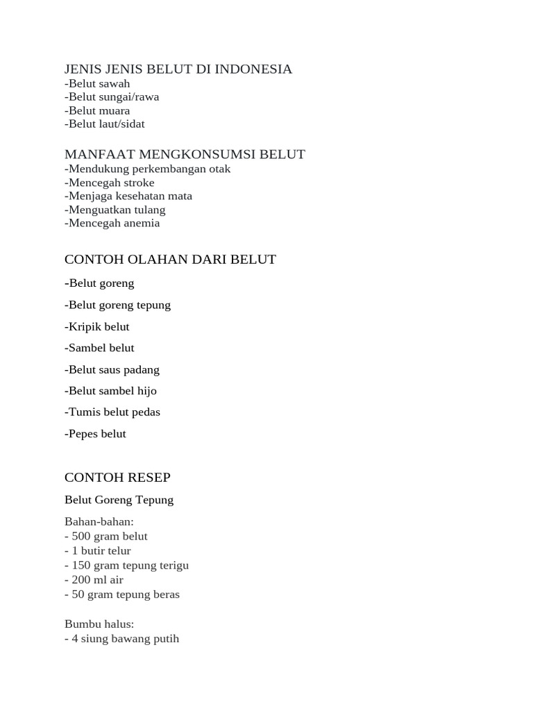 Jenis-Jenis Belut dan Manfaatnya | PDF